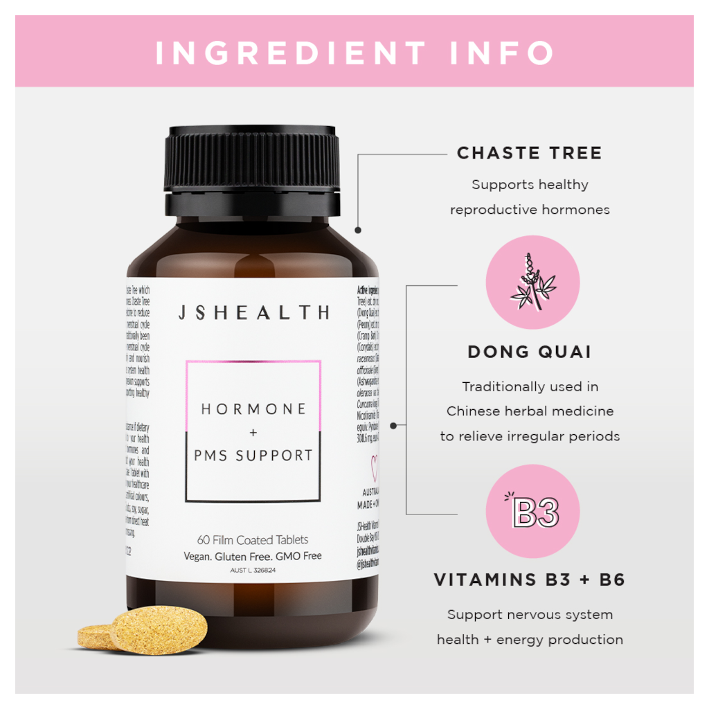 JSHEALTH Hormone + PMS Support Formula - 60 Tablets AU | Adore Beauty