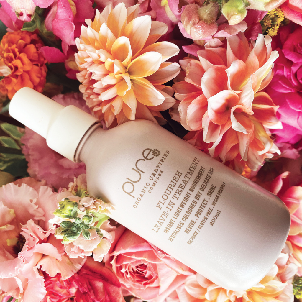 Pure Flourish Leave-In Spray: Organic Nourishment for Coloured Hair