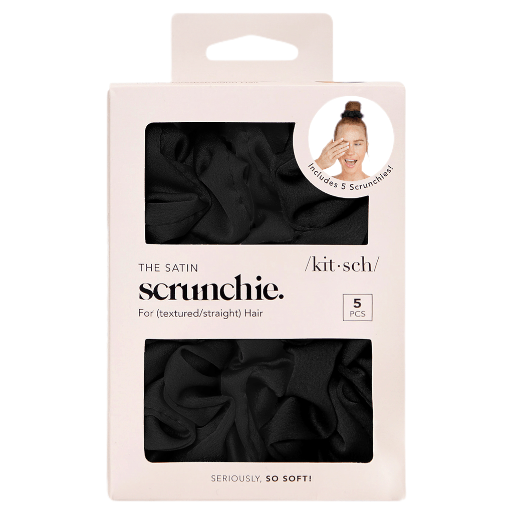 Kitsch Black Satin Sleep Scrunchies: Nighttime Hair Protection