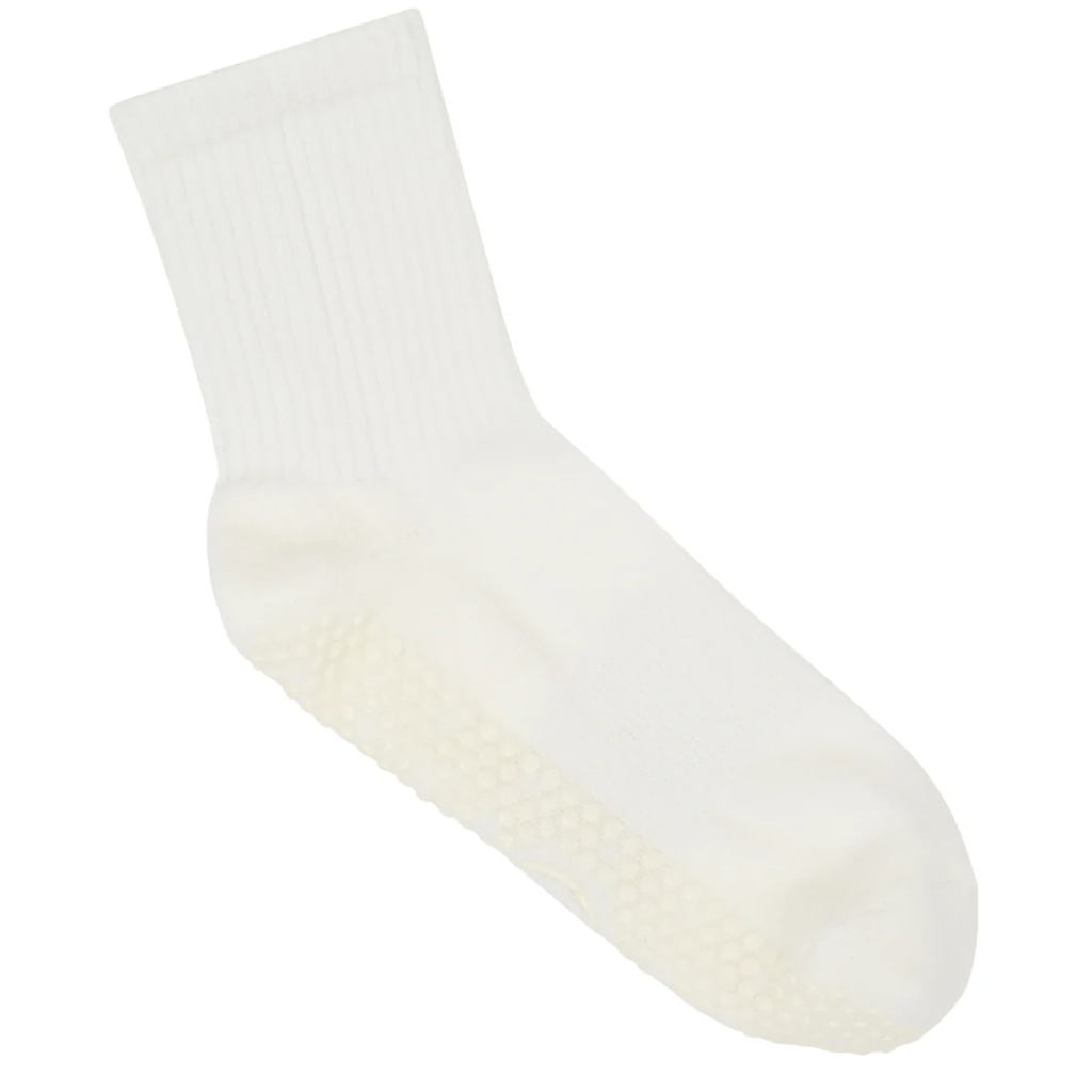 White Pilates Socks - MoveActive Crew Non Slip Grip Socks - Adore Beauty
