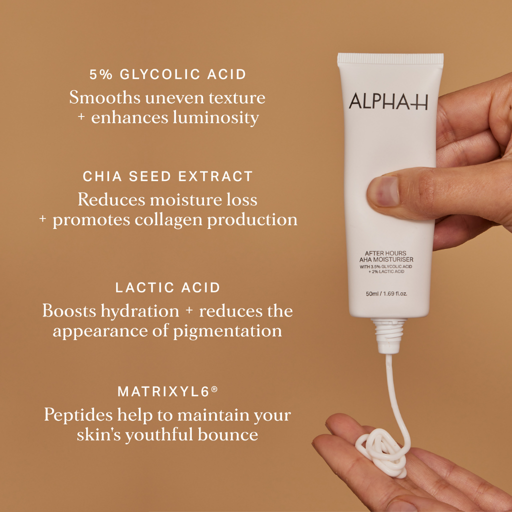 Alpha-H After Hours AHA Moisturiser with 5% Glycolic Acid and 2.5% ...