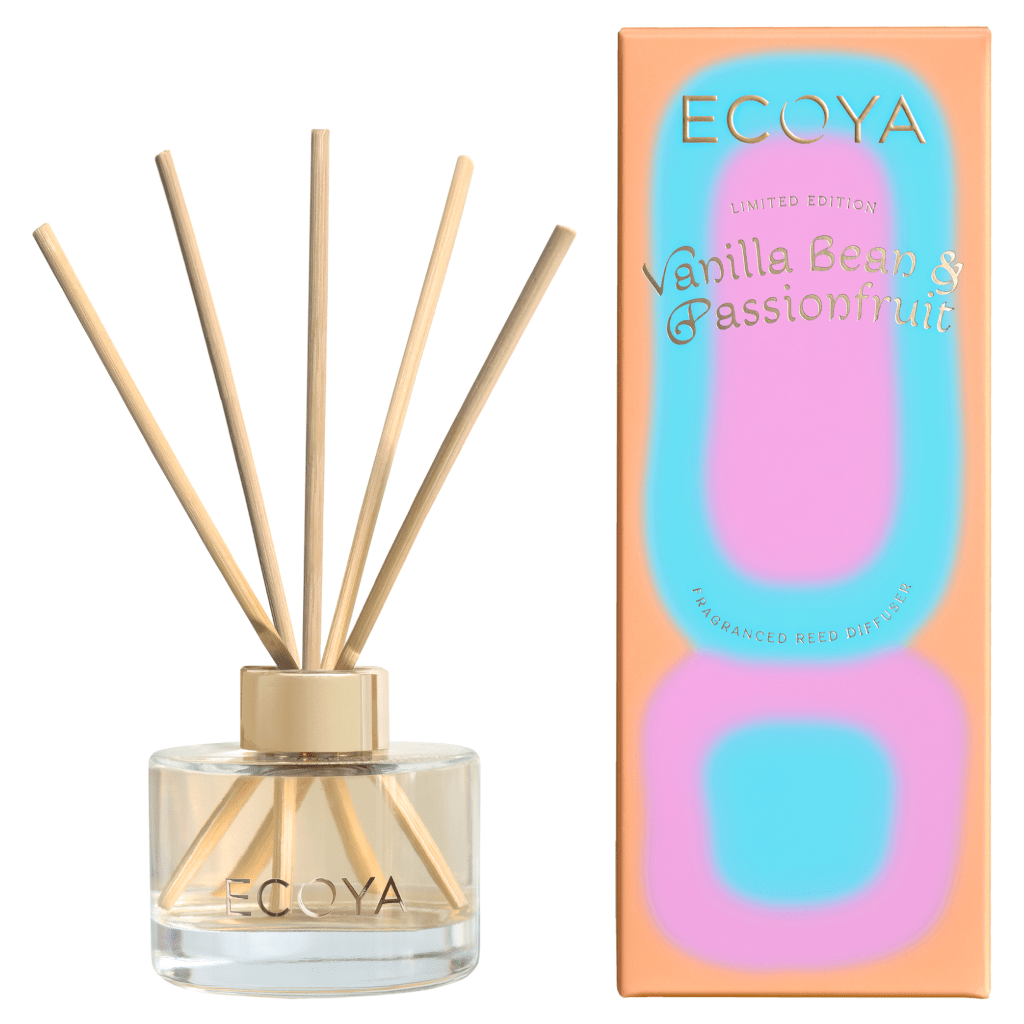 ECOYA Vanilla Bean & Passionfruit Mini Reed Diffuser 50ml AU | Adore Beauty