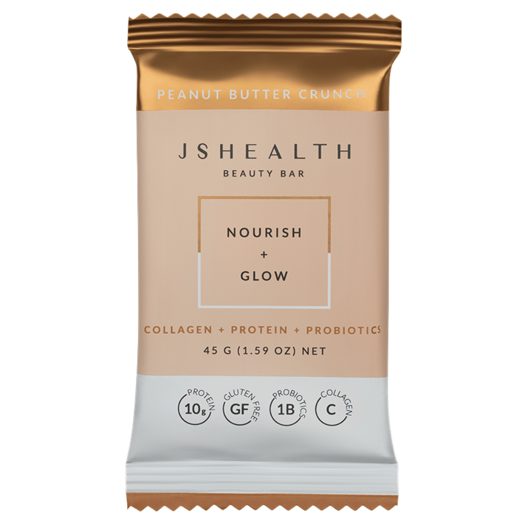 JSHealth Vitamins Nourish + Glow Beauty Bar - Peanut Butter - Adore Beauty