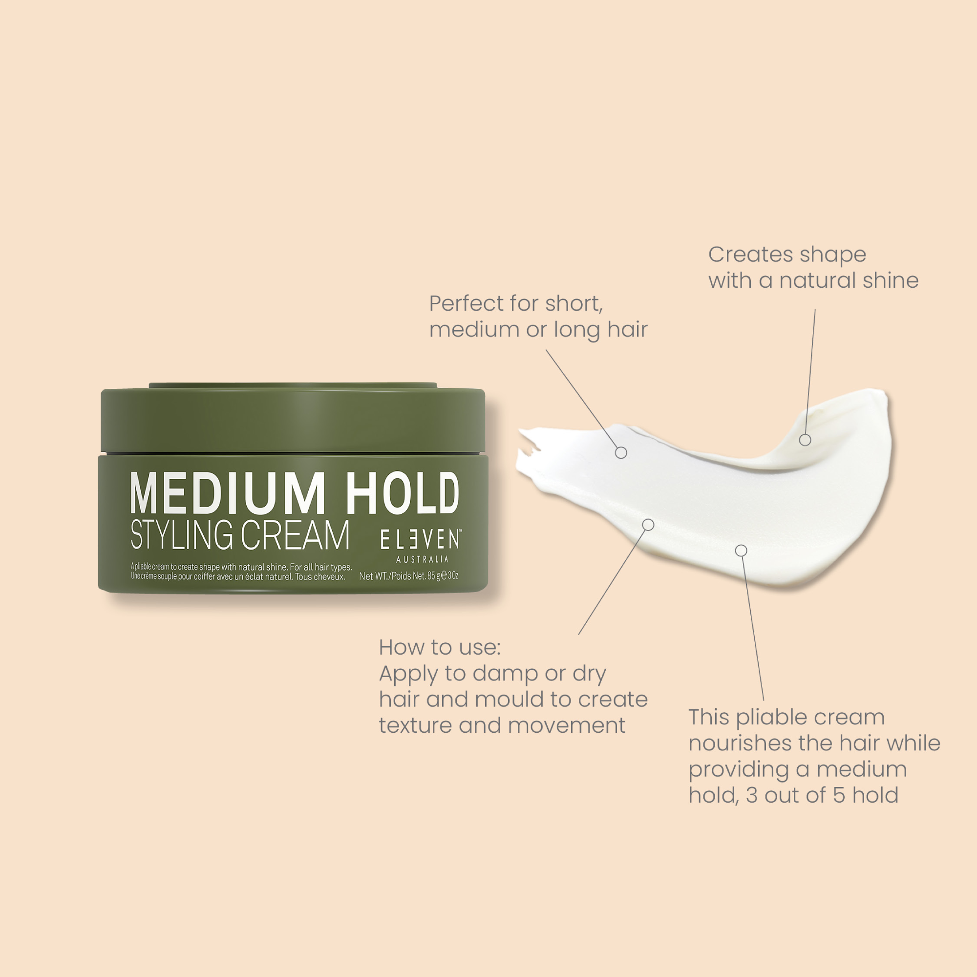 ELEVEN Australia Medium Hold Styling Cream- Adore Beauty AU