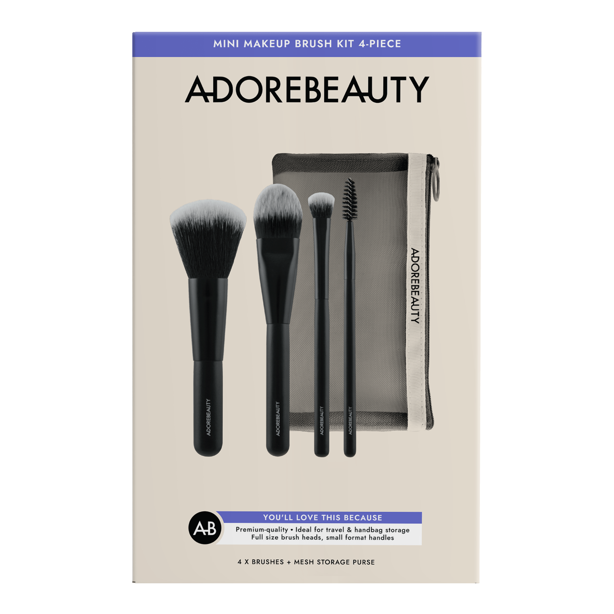 Adore Beauty Mini Makeup Brush Kit 4-Piece - Adore Beauty