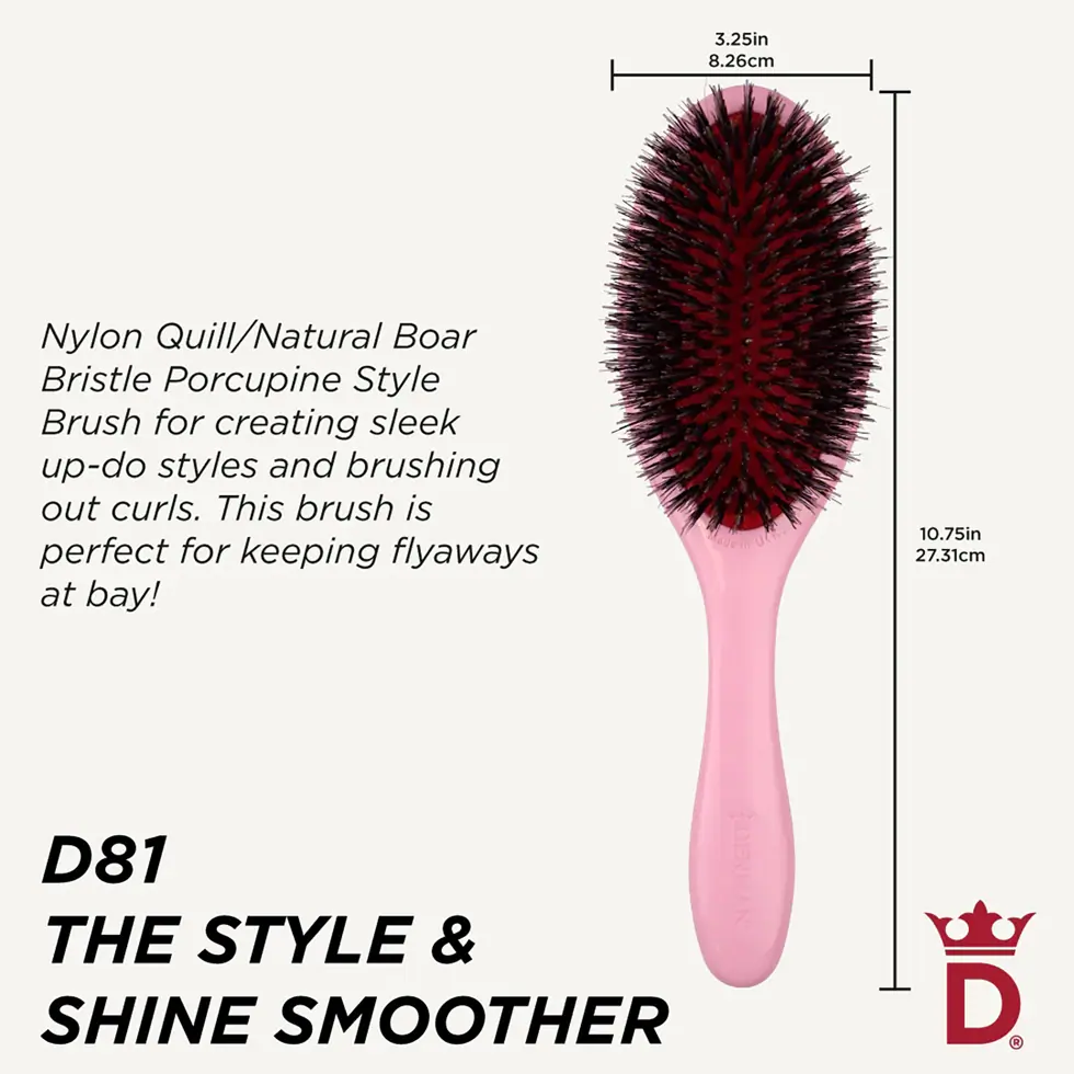 Denman D81M Pastel Pink Style & Shine Brush - Adore Beauty