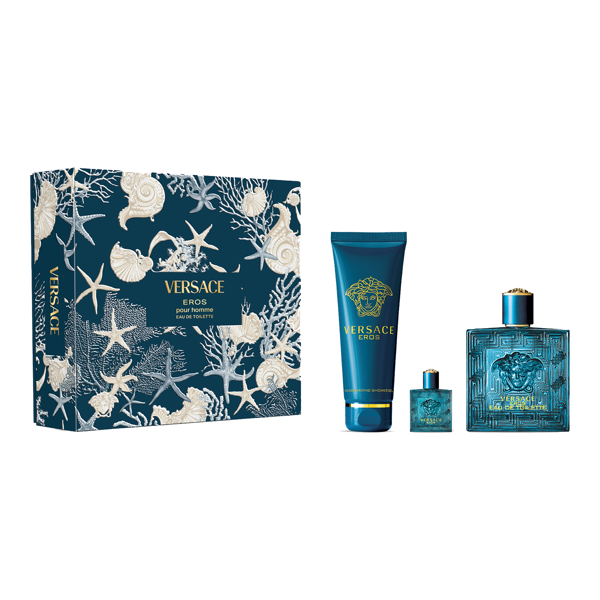Versace Eros Pour Homme EDT 100 ml + Bath and Shower Gel 150 ml + EDP ...